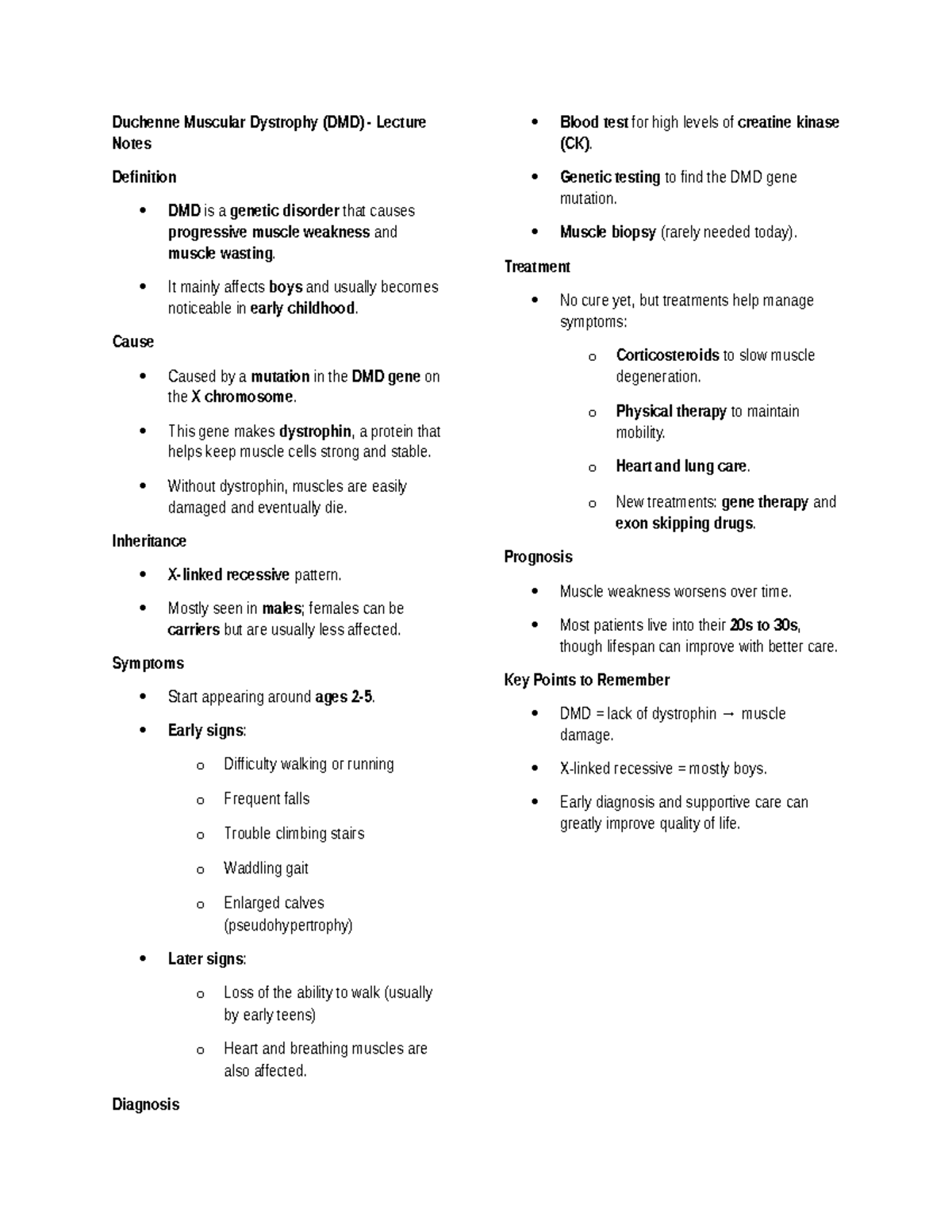 Duchenne Muscular Dystrophy Notes - Duchenne Muscular Dystrophy (DMD ...