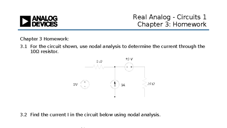 Real Analog Circuits 1 Chapter 3: Homework Solutions - Studocu