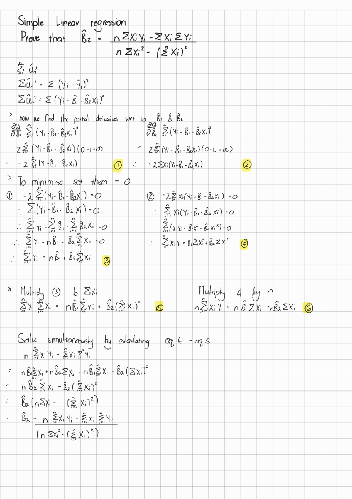 Simple Linear Regression Proofs for Stat 101: Final Exam Review - Studocu