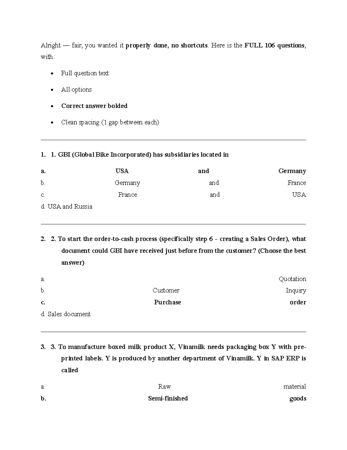 SAP MCQs - Comprehensive Sample Questions for Exam Preparation - Studocu
