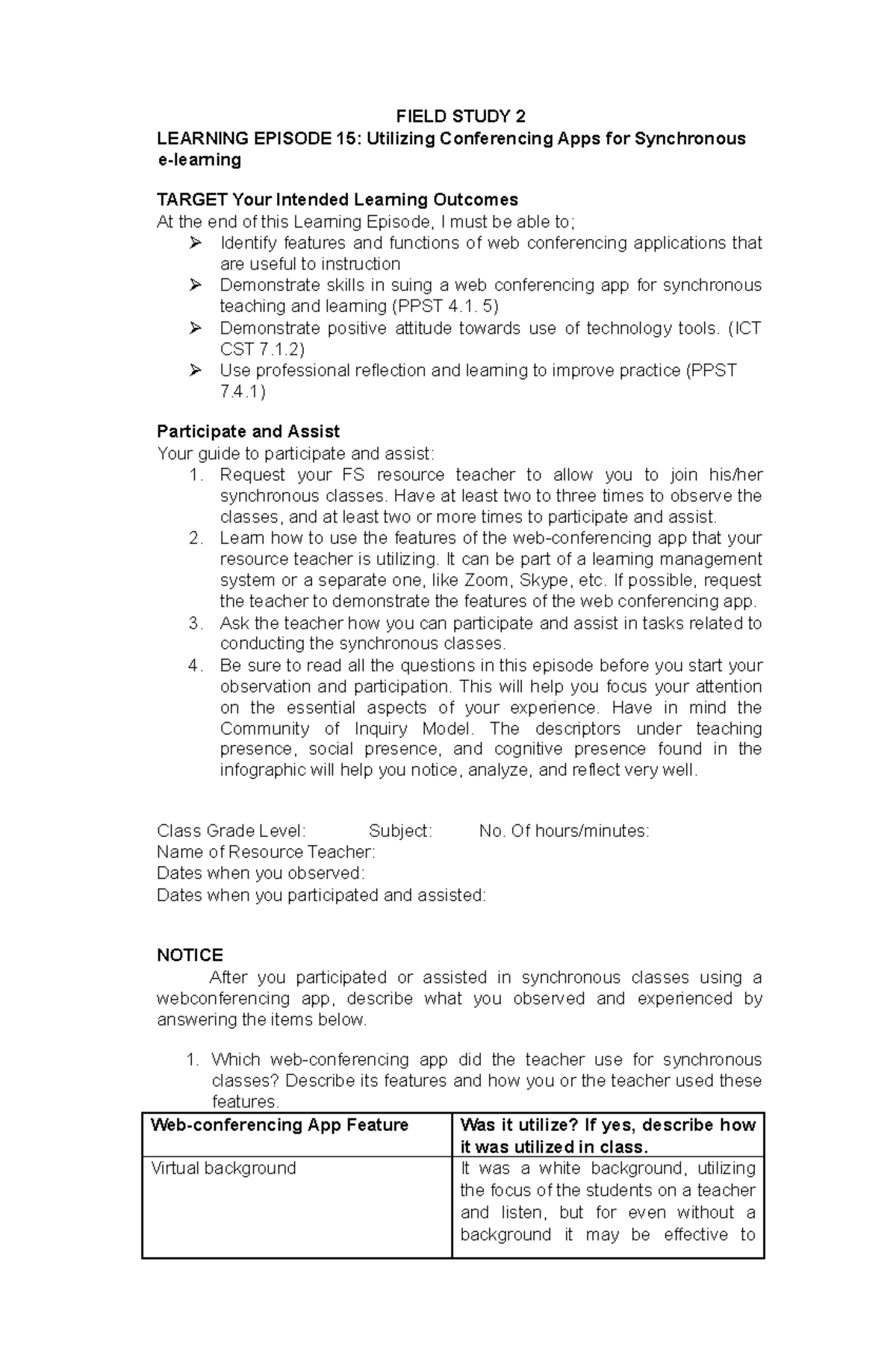 FS 2 Learning Episode 15: Using Conferencing Apps for E-Learning - Studocu