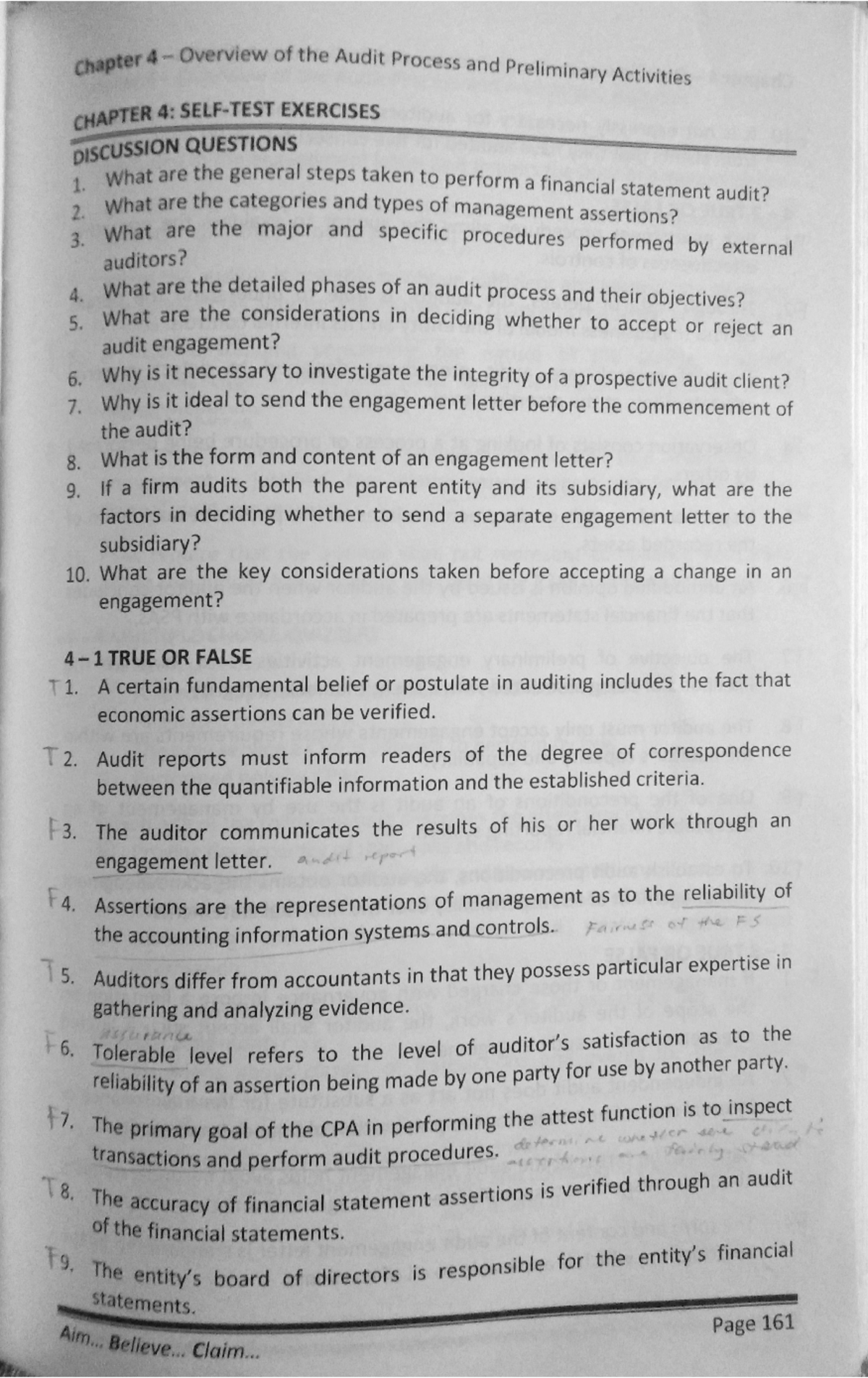 Auditing ACCT 101: Chapter 4 Overview of Audit Process & Activities - Studocu