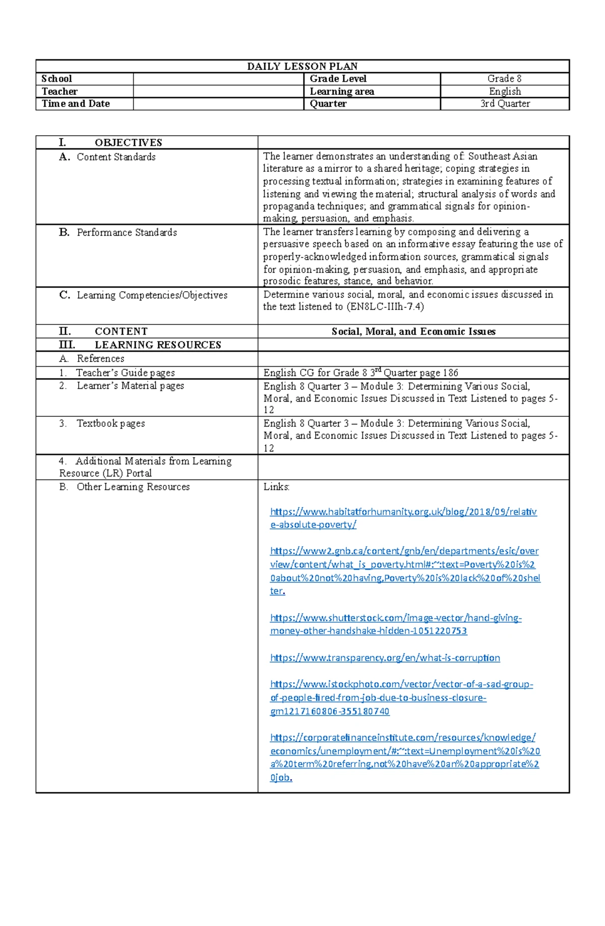 Q1 WS English 7 Lesson 5 Week 5 - Learning Activity Sheet for English 7 ...