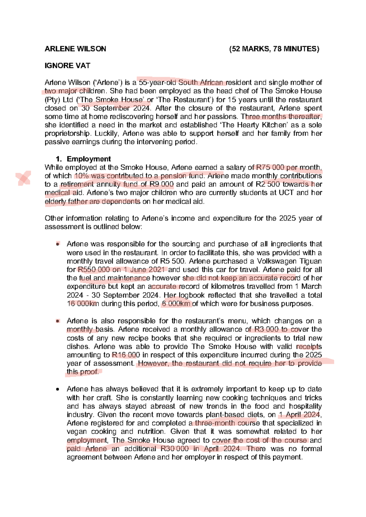 Tax Implications for Arlene Wilson (Tax II, 2025 Assessment) - Studocu