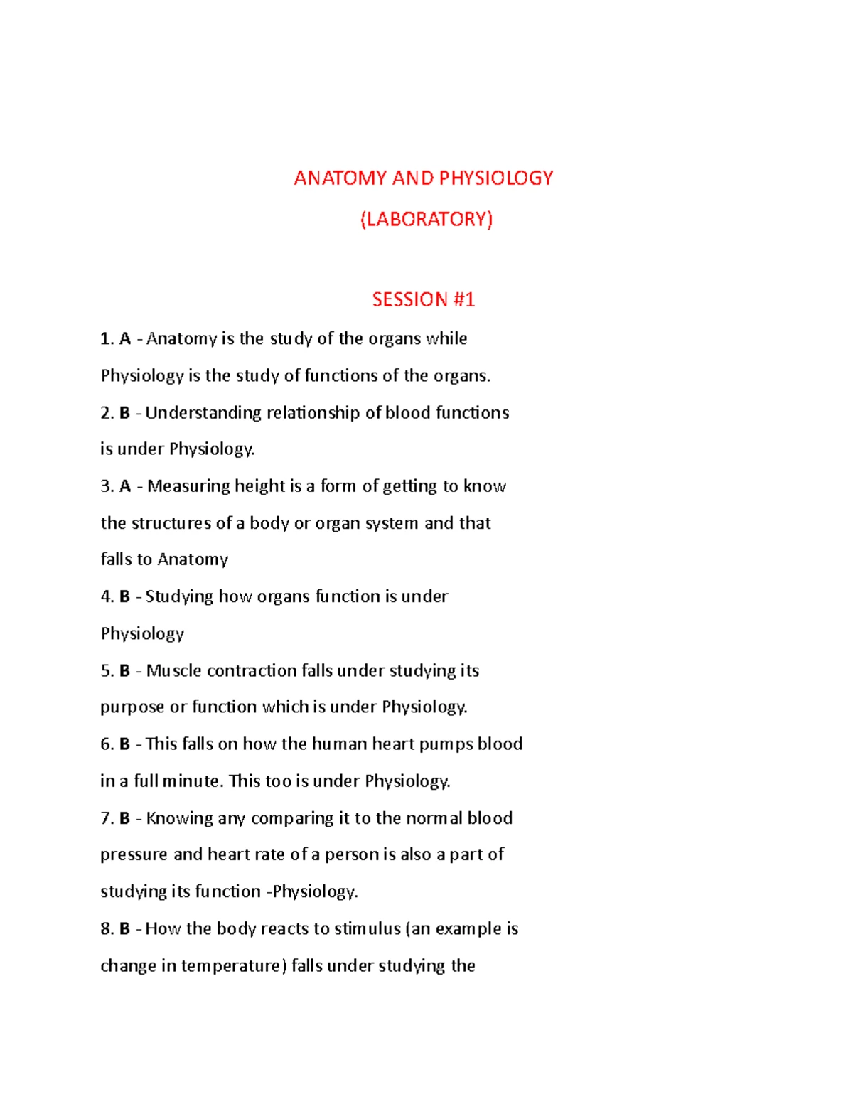 A&P 1 Exam 1 Study Guide - Subject of Anatomy and Physiology: Anatomy ...