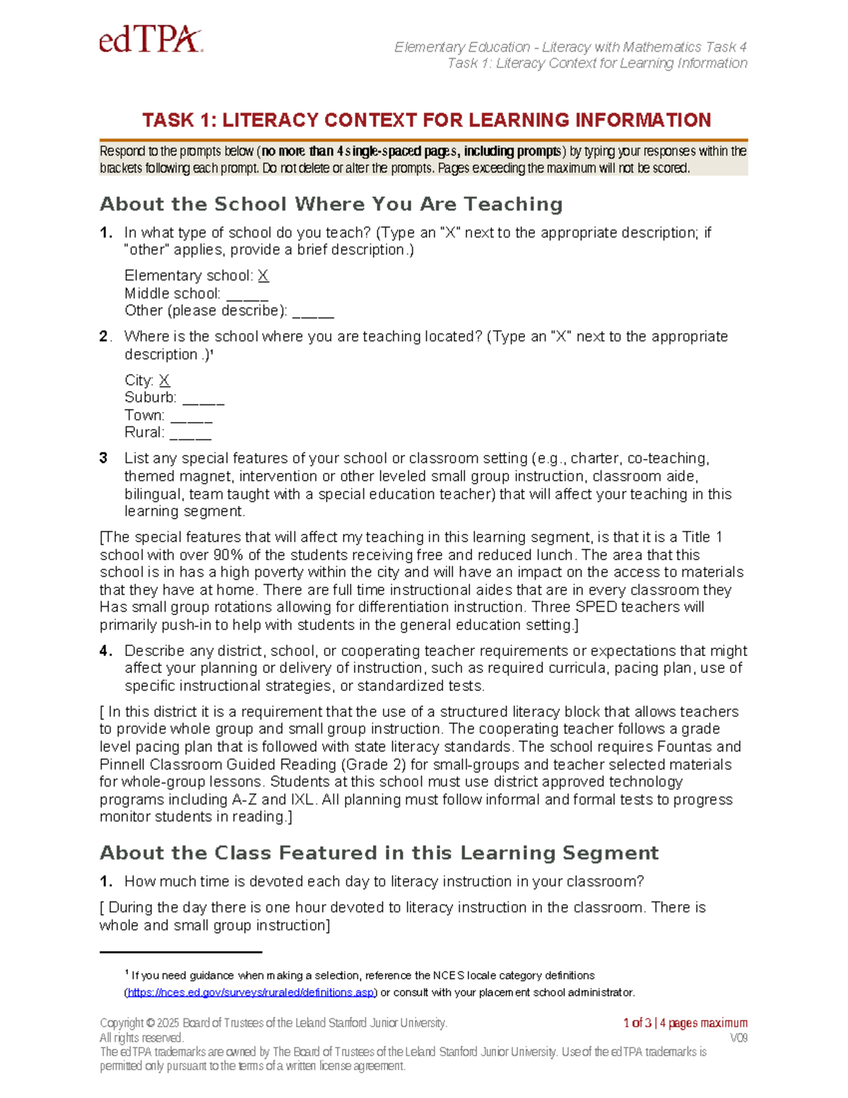 EDUC 101: Context for Learning in Elementary Literacy & Math Task 4 ...