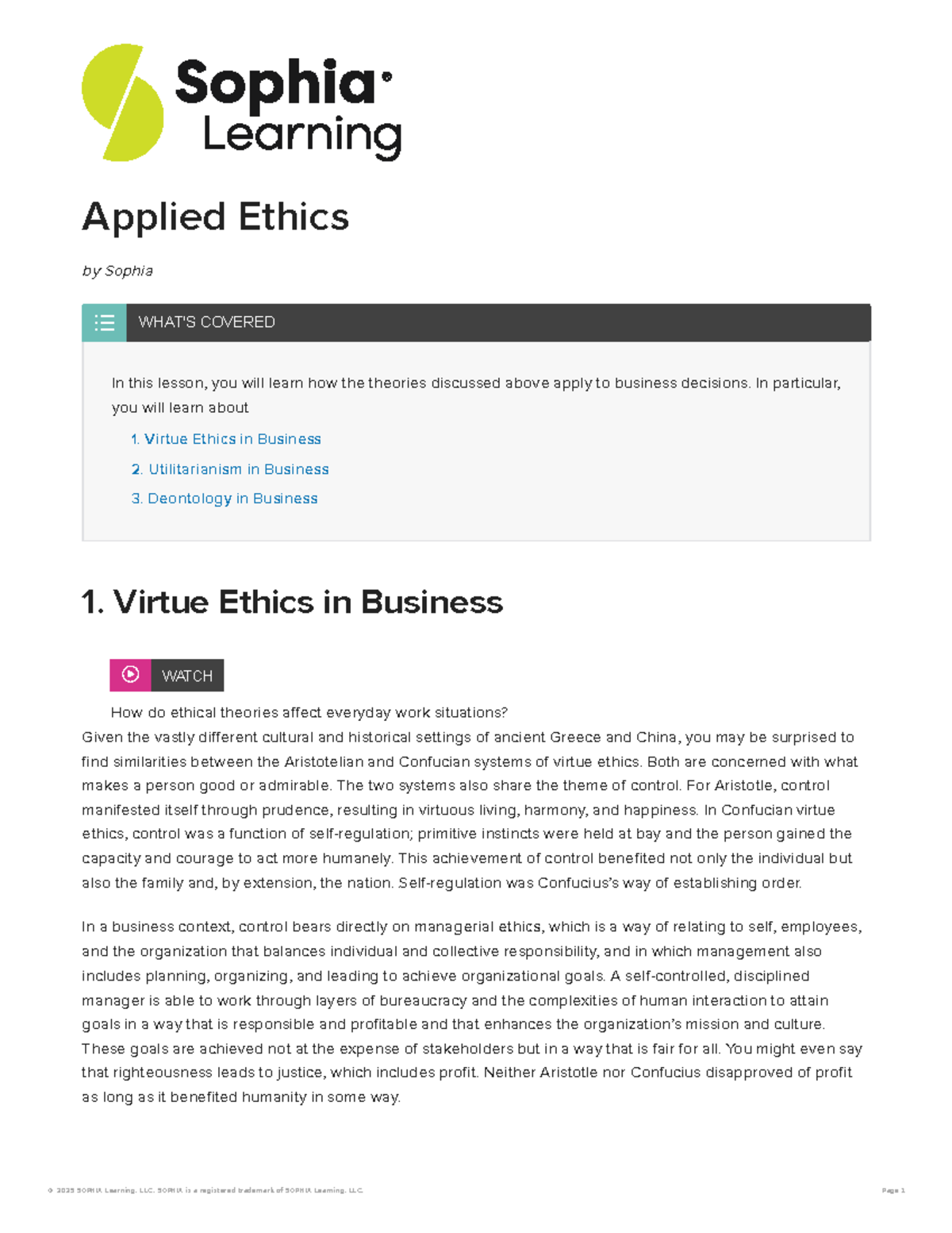 Applied Ethics in Business: Virtue, Utilitarianism, and Deontology ...