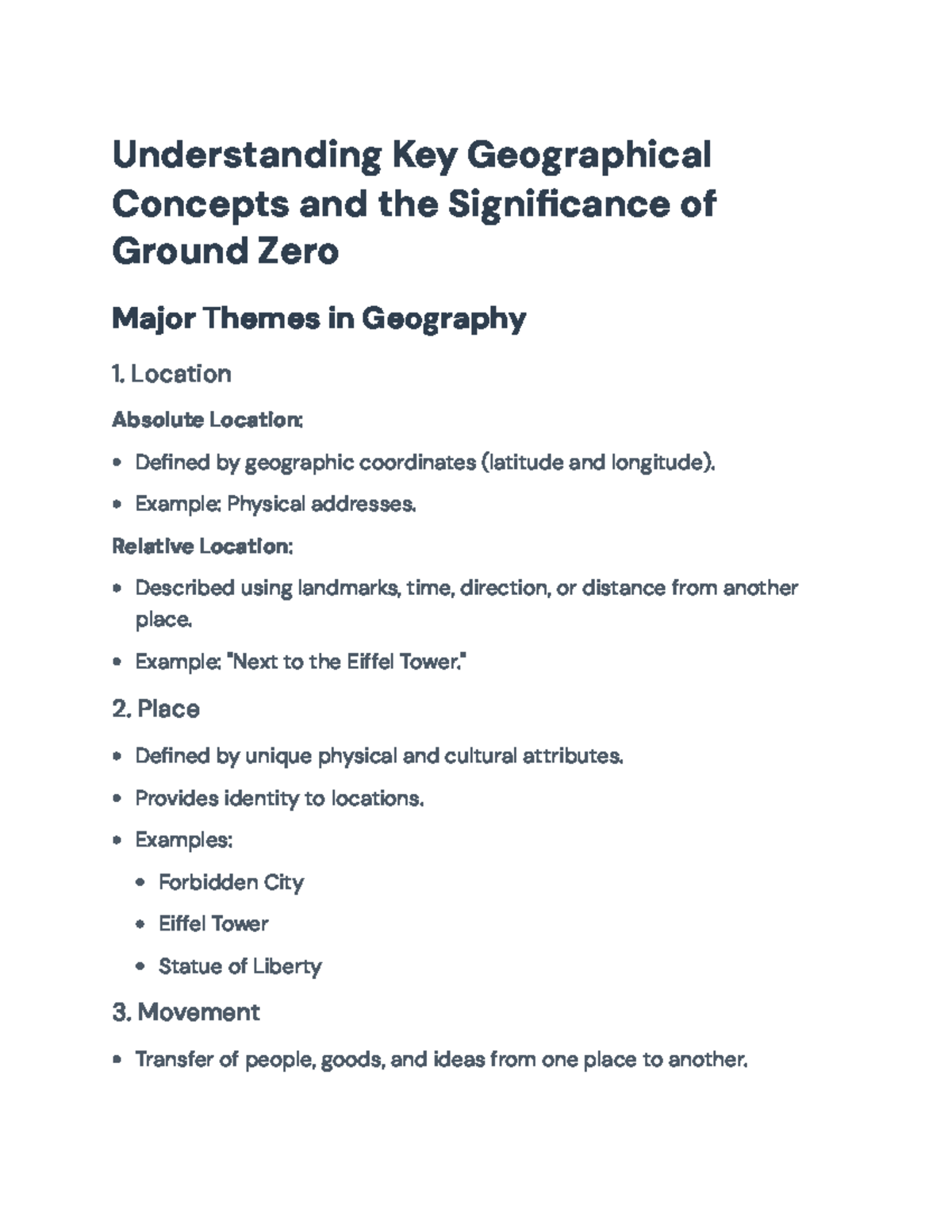 Geography Exam Review: Key Concepts & Ground Zero Analysis ...