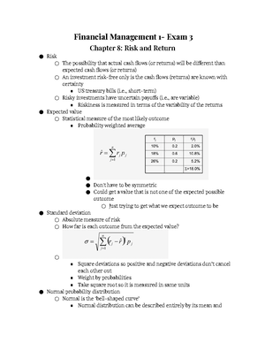 Financial Management 1 Exam 1 - Financial Management 1- Exam 1 Chapter ...