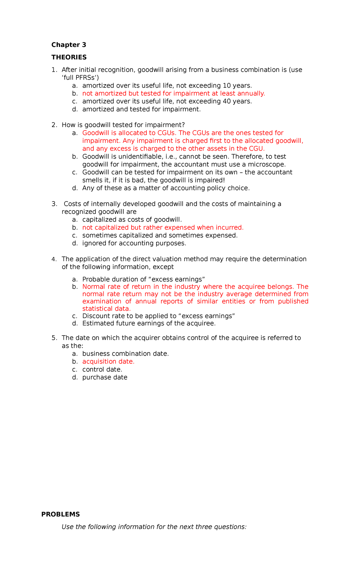 Business Combination Insights - Chapter 3 Overview - Studocu