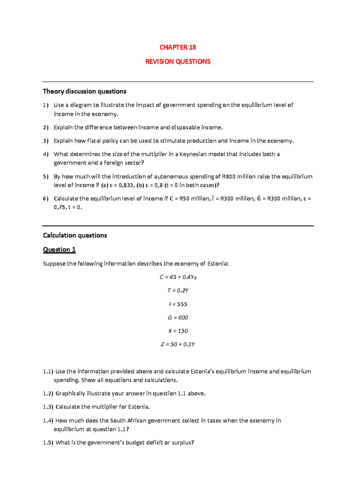Chapter 18: Key Concepts and Revision Questions in Economics - Studocu