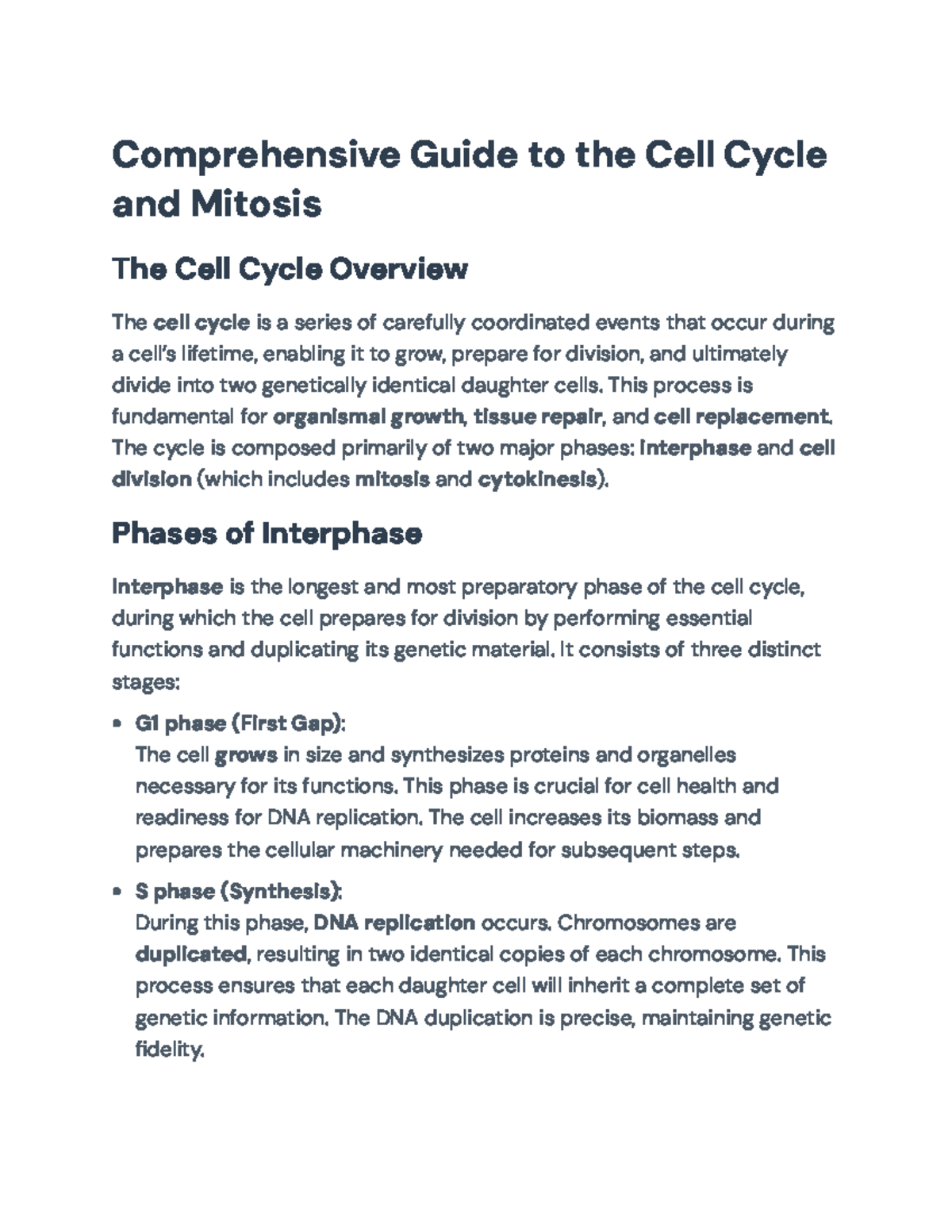 Comprehensive Guide to the Cell Cycle & Mitosis (Biology 101) - Studocu