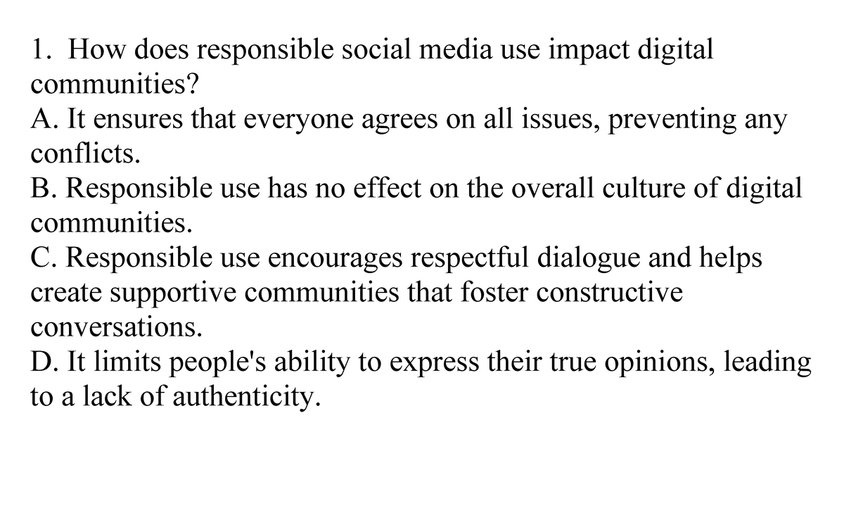 PCM-Q1 Quiz 1: Understanding Responsible Social Media Use and Impact ...
