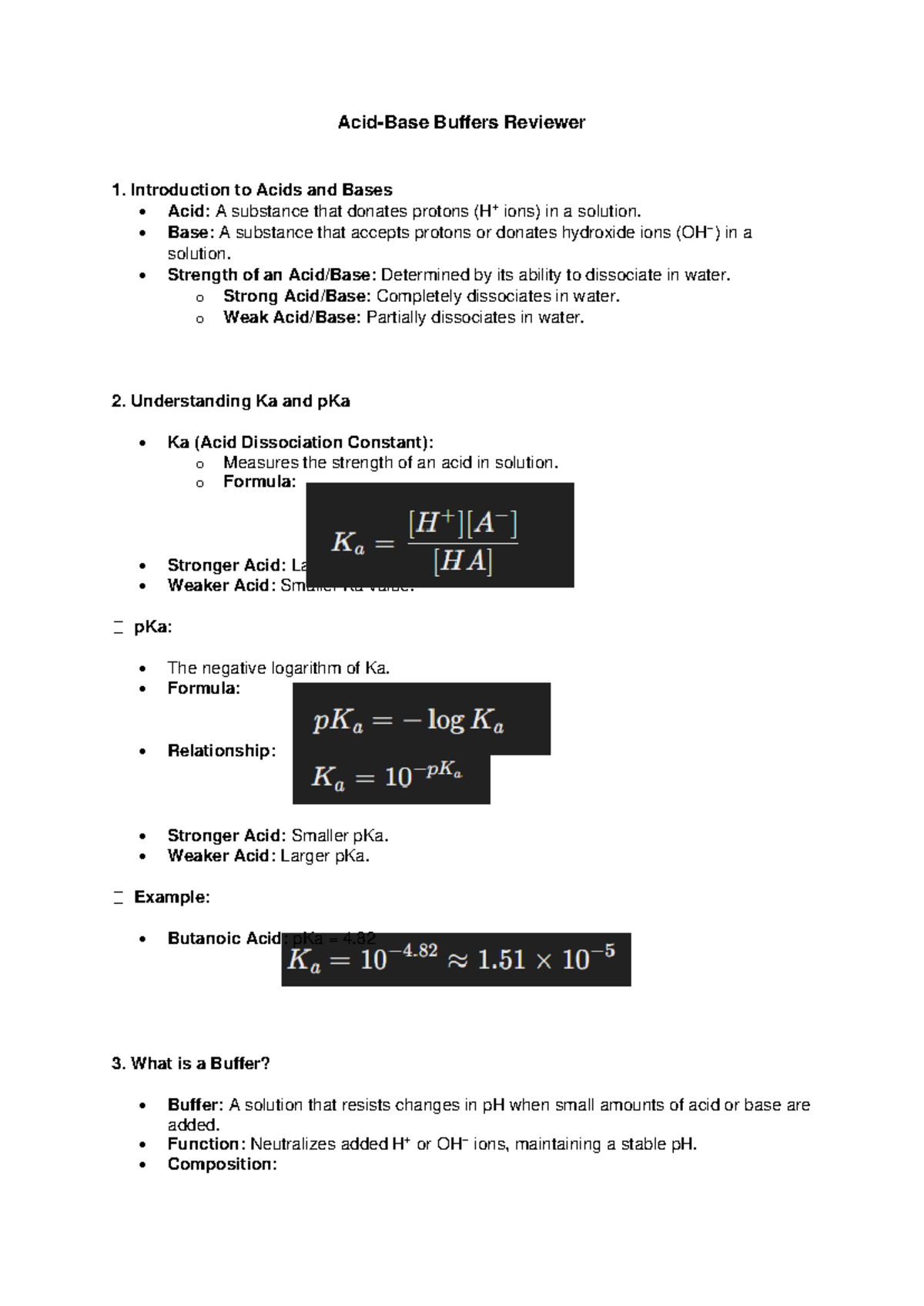 Acid-Base Buffers: Comprehensive Review for Biochem SZN - Studocu