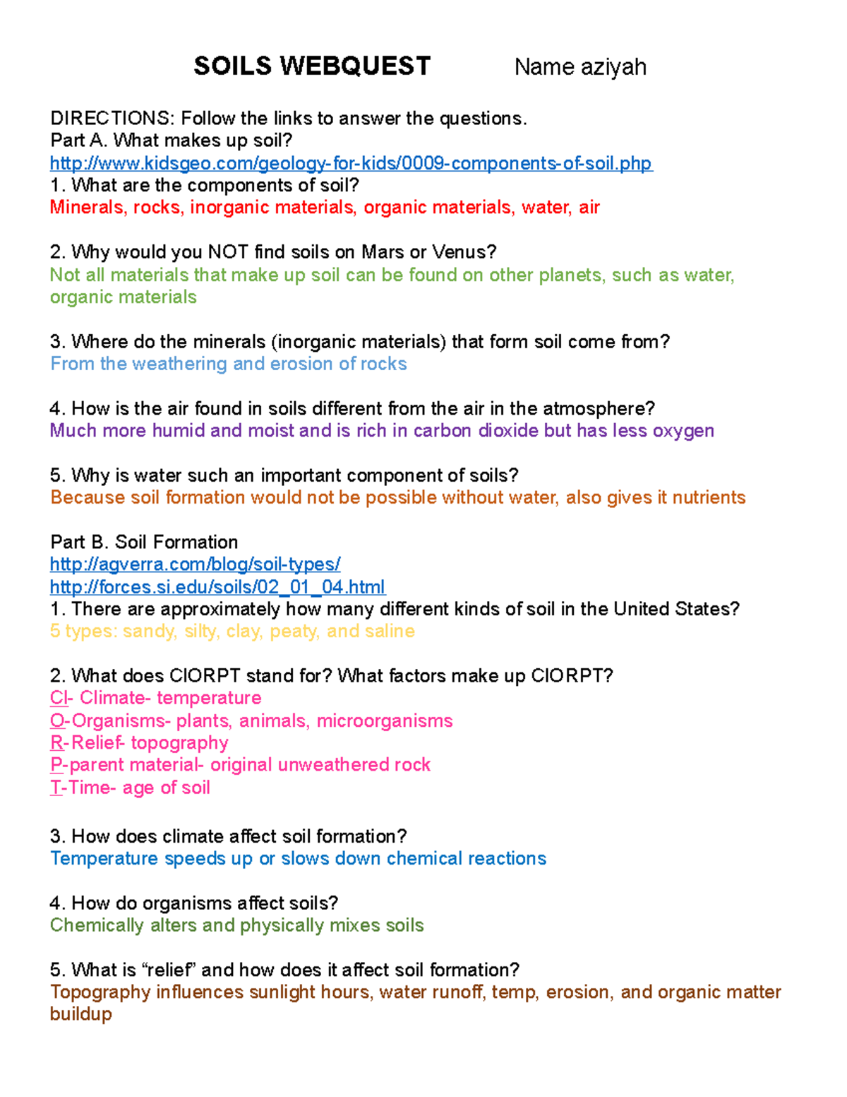 Soil Webquest KEY - Essential Answers for Soil Composition & Types - Studocu
