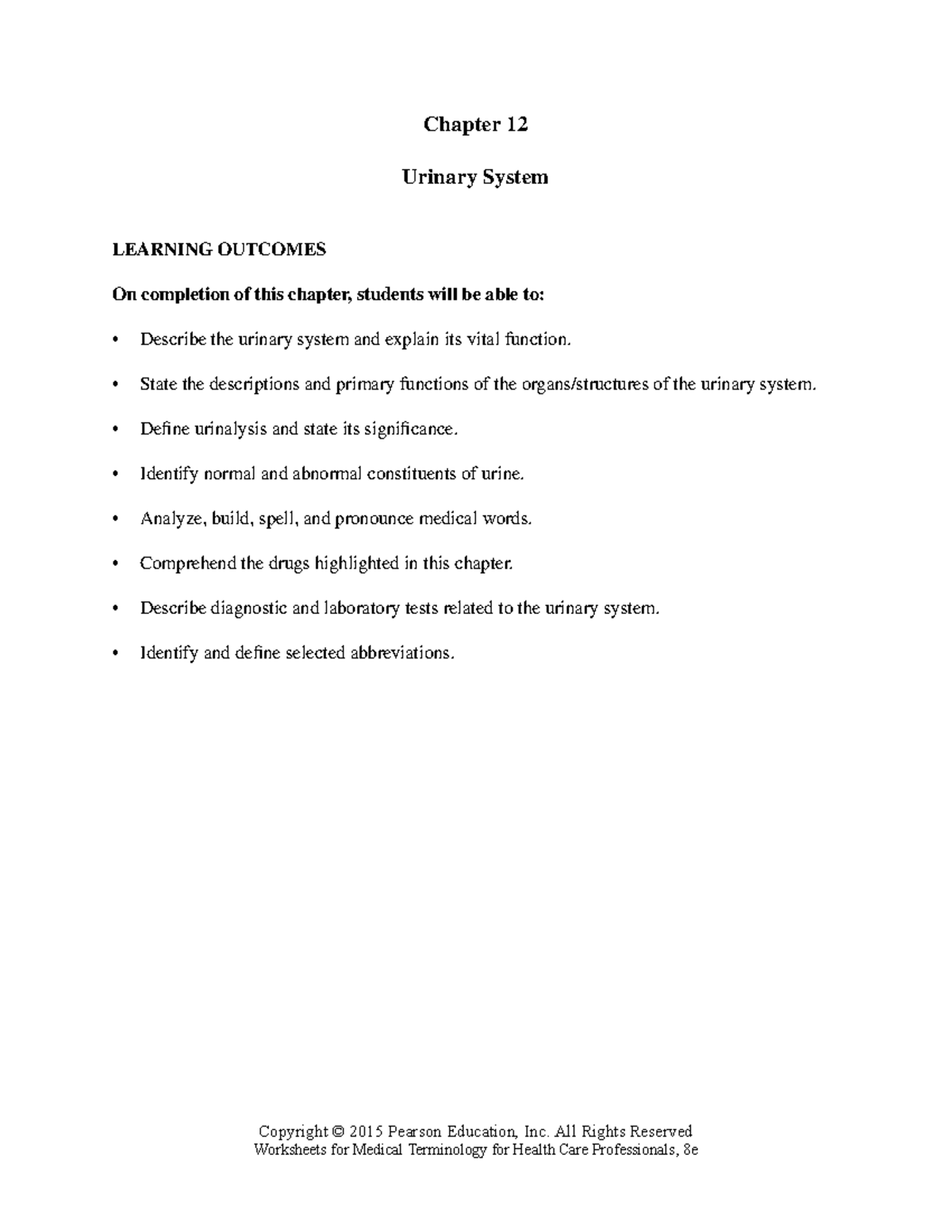 Urinary System Workbook Ch 12: Key Concepts and Definitions - Studocu