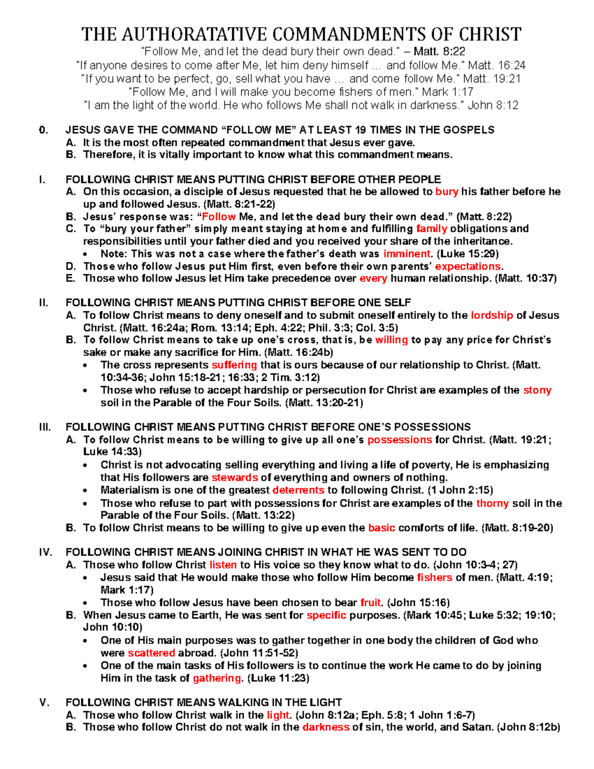 Lesson 8: The Commandments of Christ - Follow Me (Matt. 8) - Studocu