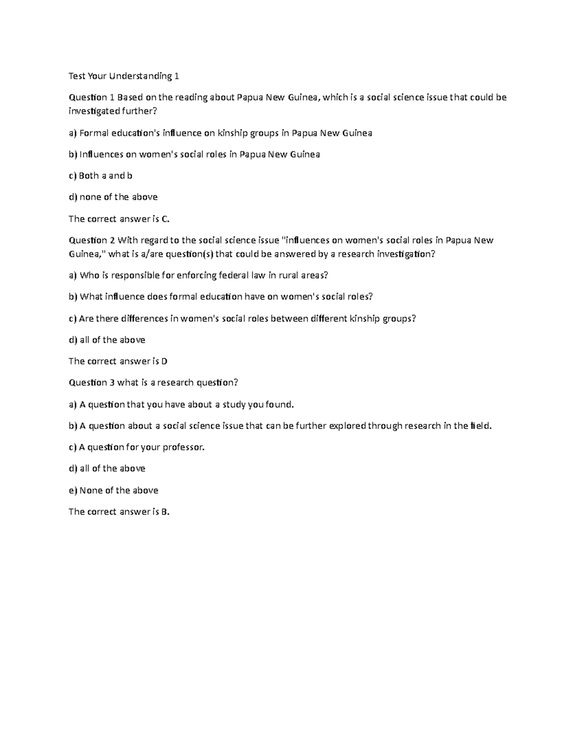 Social Science Issue Exploration: Test Your Understanding 1 - Studocu