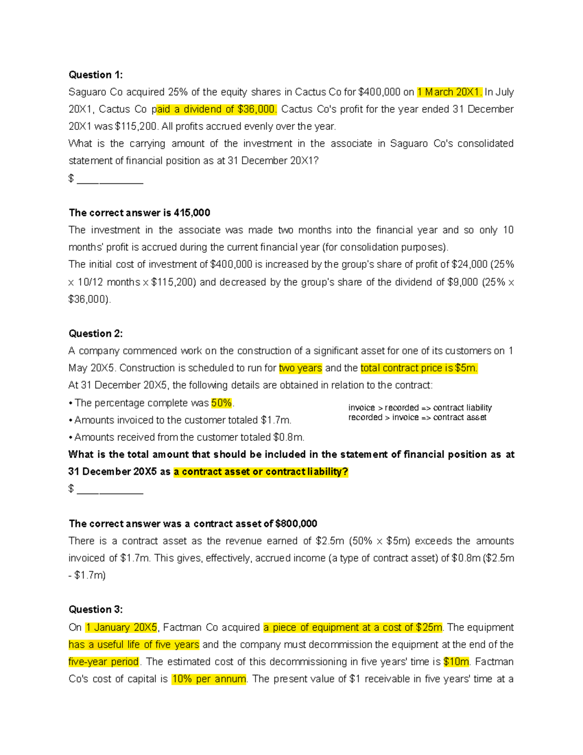 FR - Day 10 - Answers to Financial Reporting Questions - Studocu