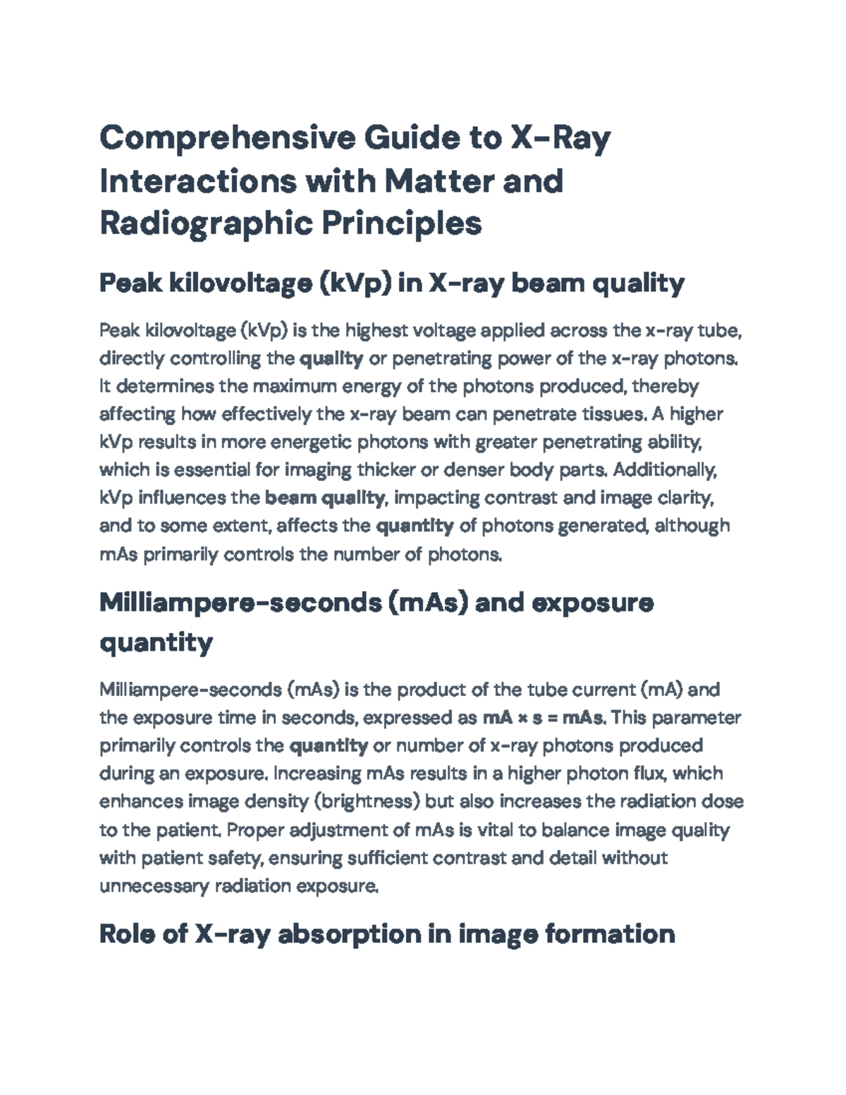 Comprehensive Guide to X-Ray Interactions and Radiographic Principles ...