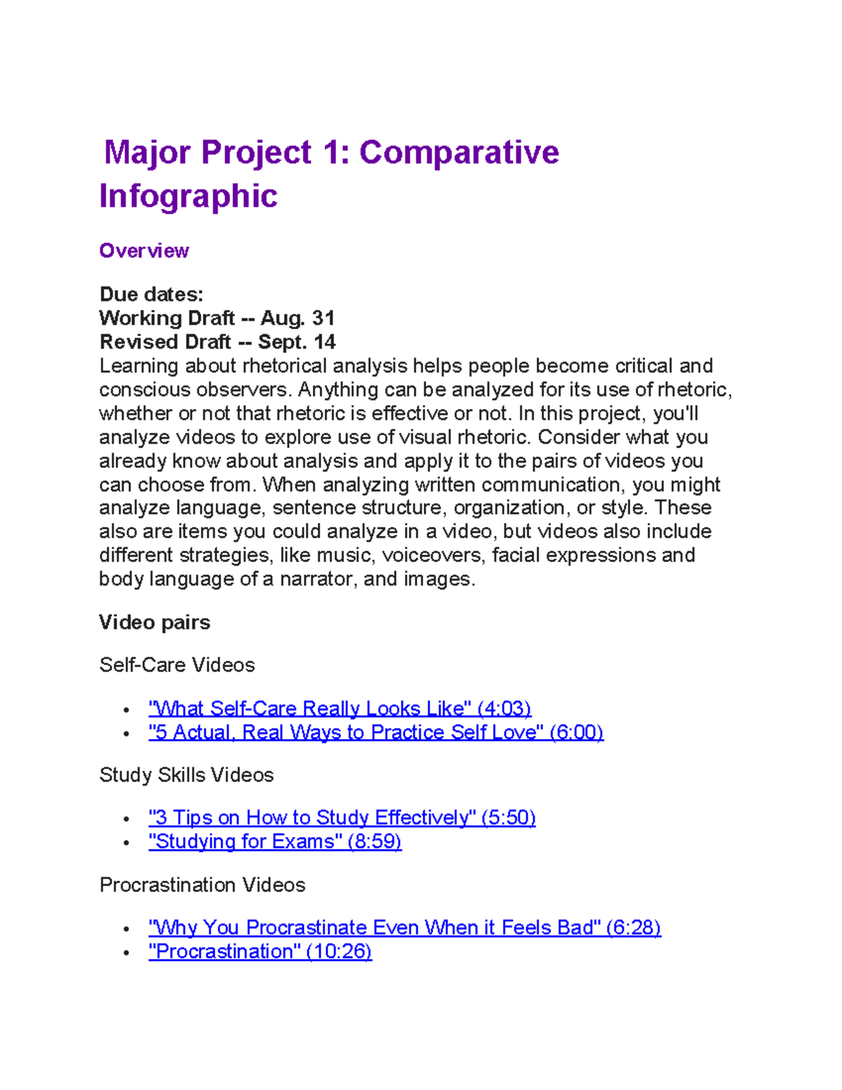 Major Project 1: Comparative Infographic on Visual Rhetoric - Studocu