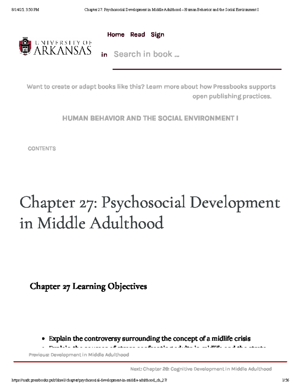 Chapter 27: Psychosocial Development in Middle Adulthood - HBSE I - Studocu