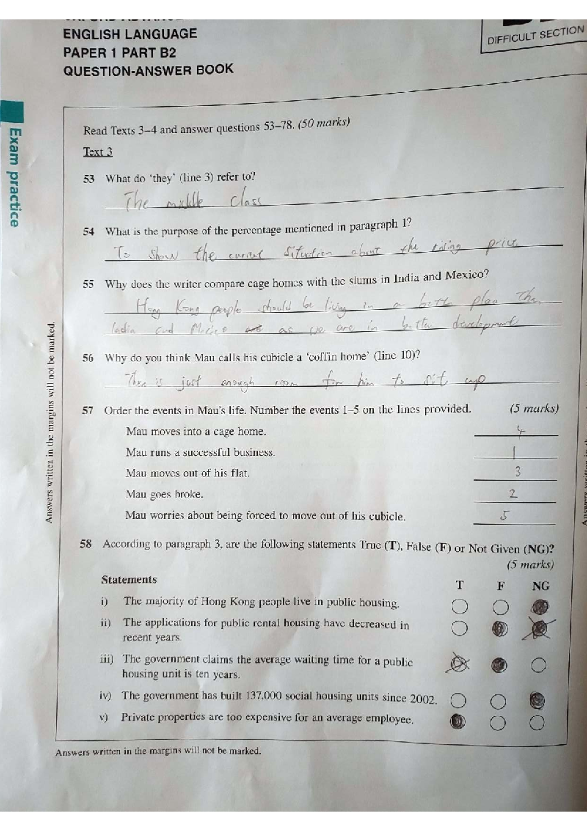 ENGLISH LANGUAGE PAPER 1 PART B2: Text Analysis & Questions - Studocu