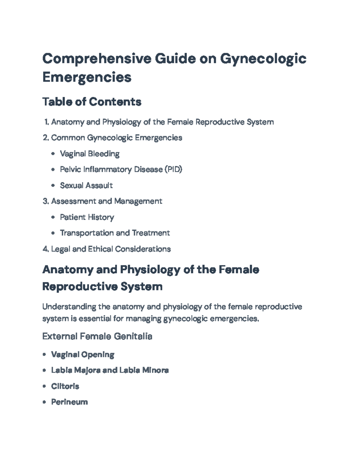Comprehensive Guide to Gynecologic Emergencies for EMTs - Comprehensive ...