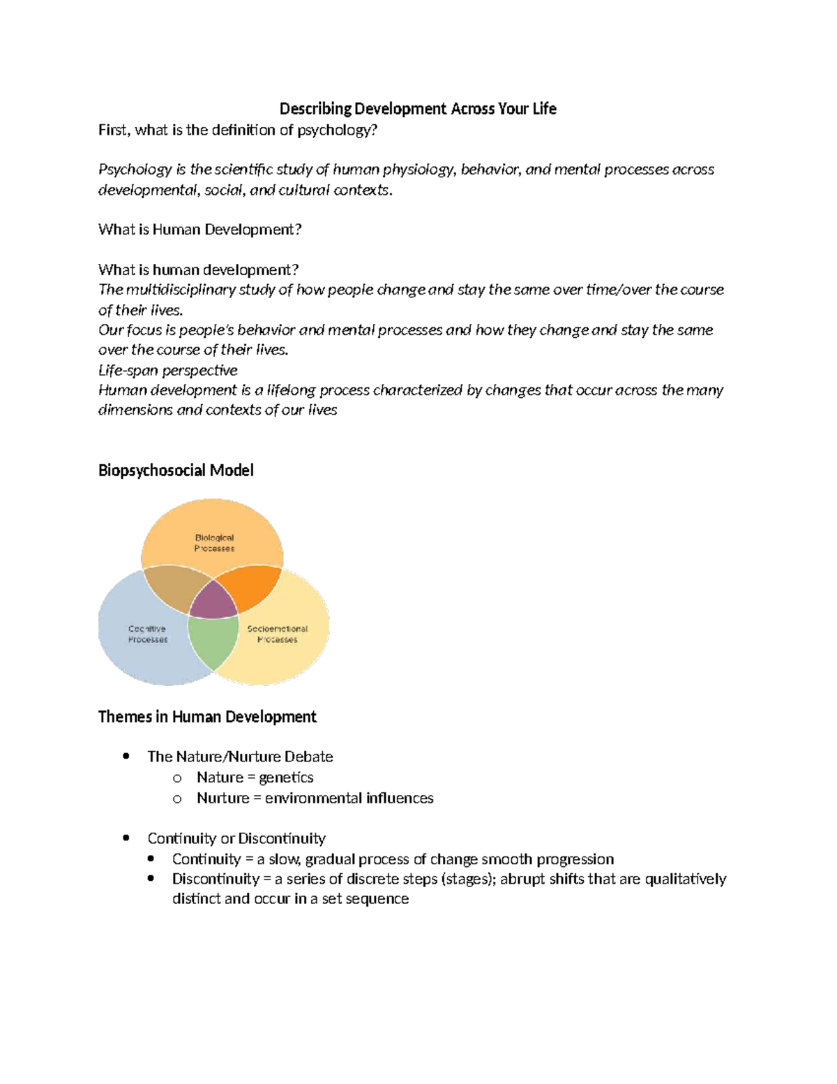Human Development: Theories & Influencers in Psychology (PSY 101) - Studocu