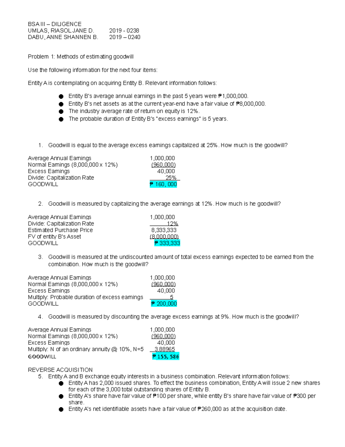 BSA III - Chapter 1: Business Combination Part 3 Analysis - Studocu