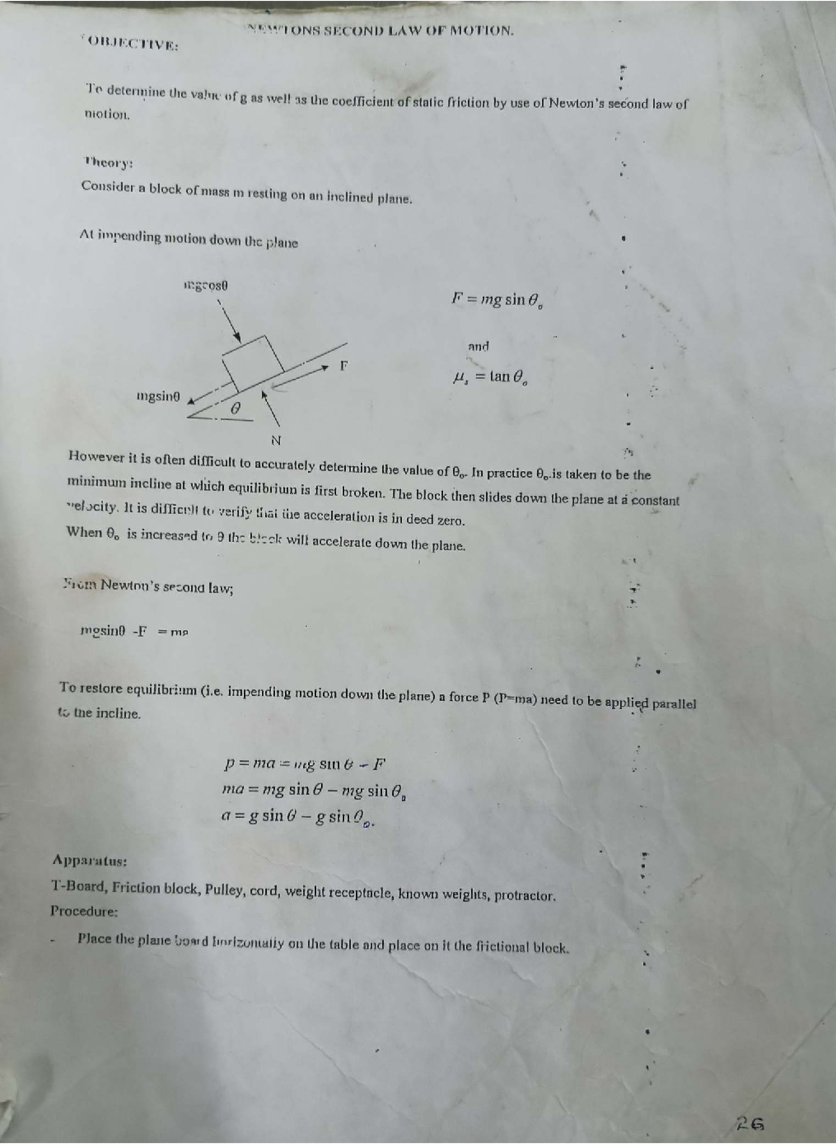 Dynamics Lab - Practical: Second Law of Motion & Friction Analysis ...