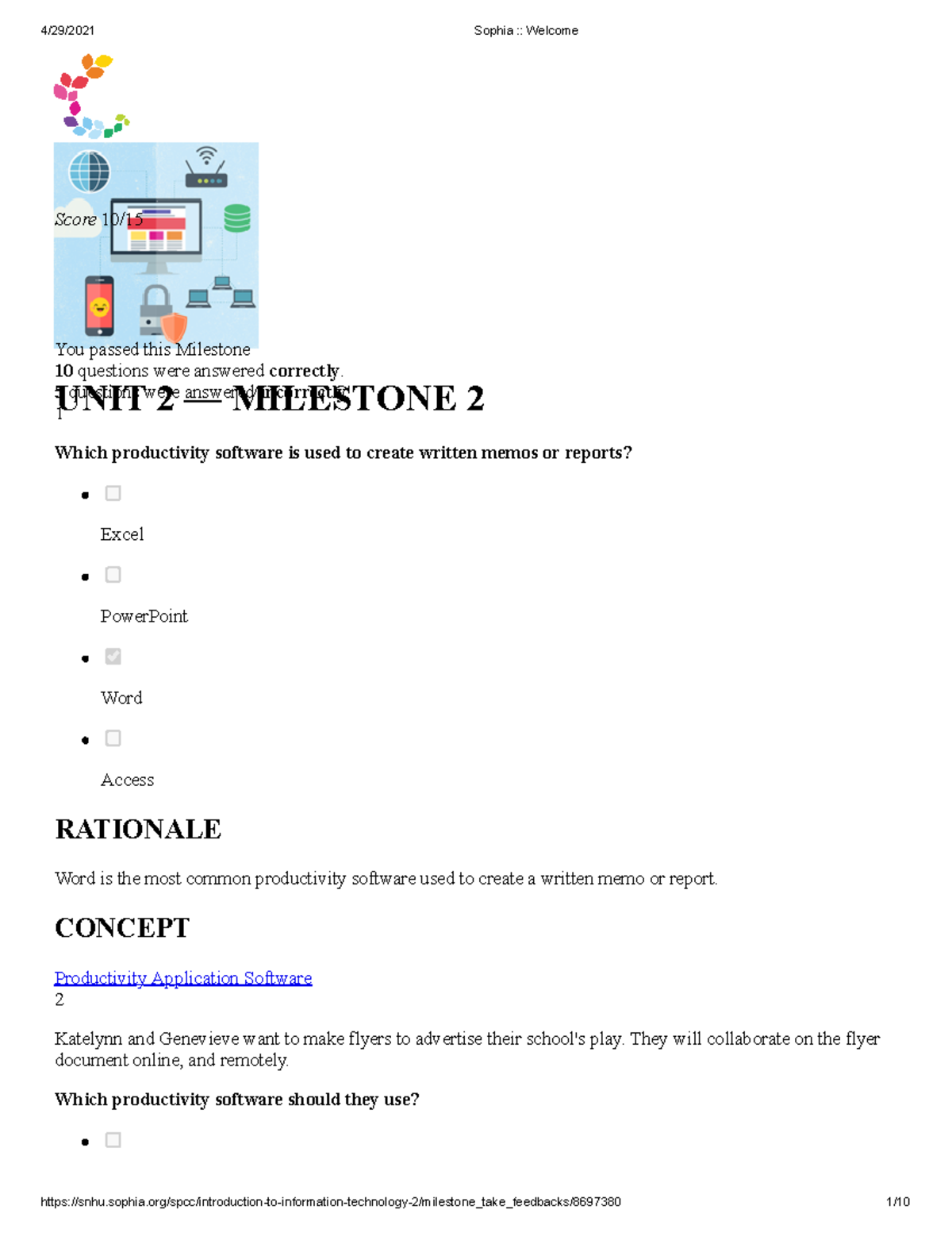 Intro TO IT UNIT 2 Milestone 2 - UNIT 2 — MILESTONE 2 Score 10/ You ...