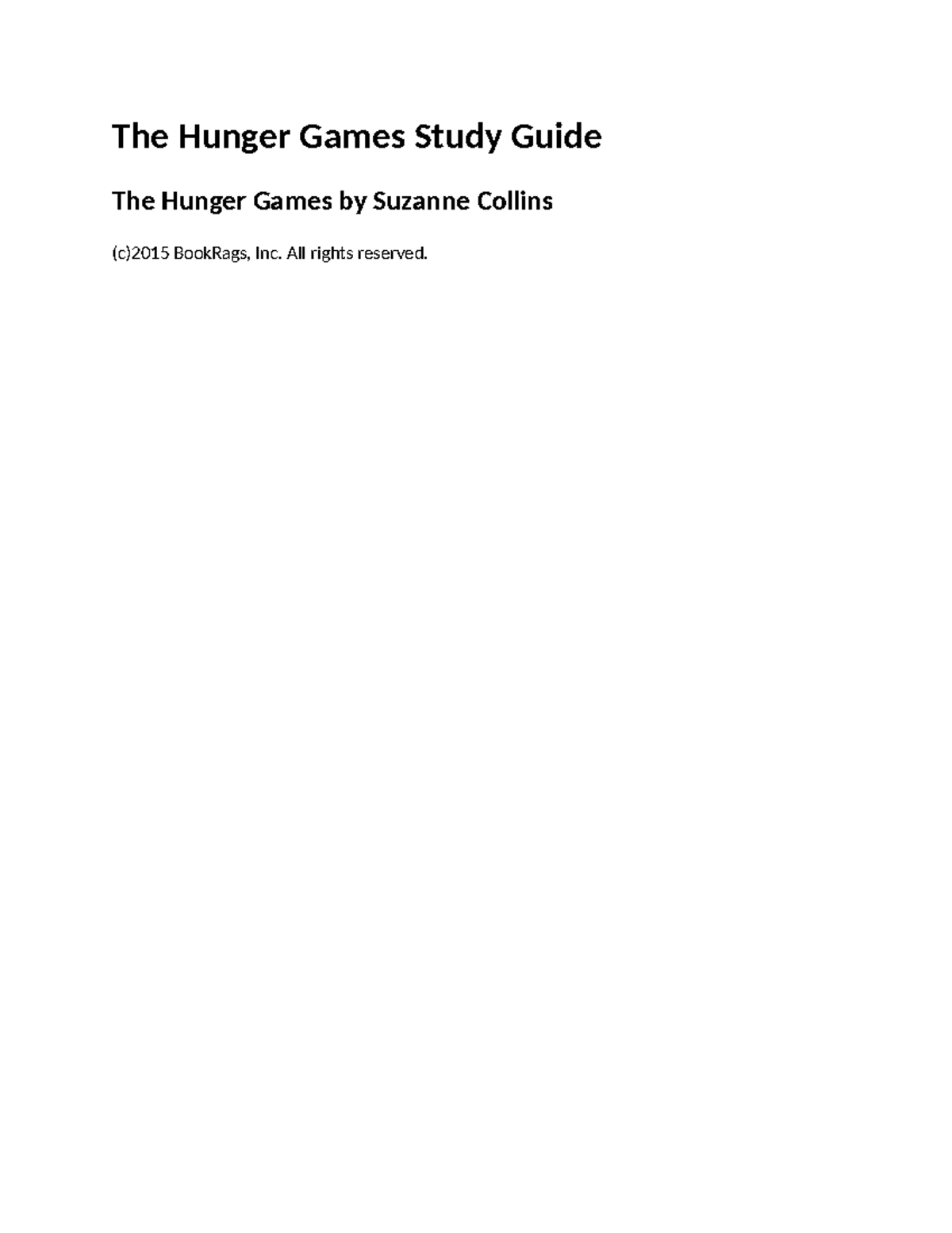 The hunger games studyguide - The Hunger Games Study Guide The Hunger ...