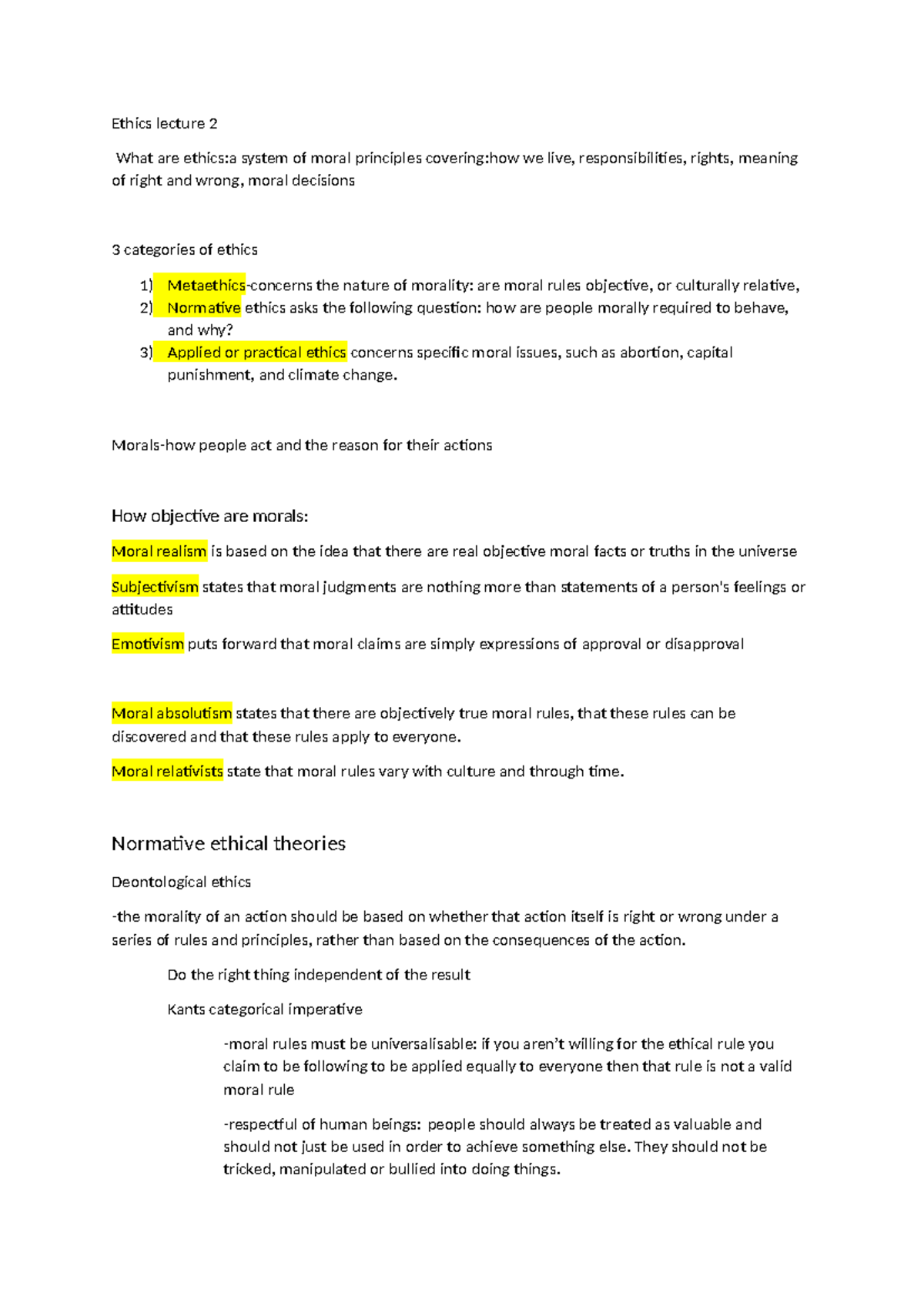 Ethics Lecture 2: Understanding Moral Principles and Theories - Studocu