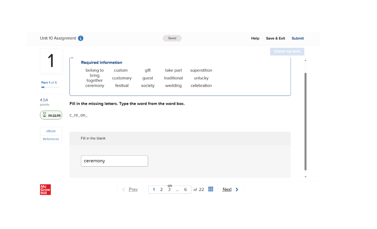 Unit 10 - jgctugihuo - Unit 10 Assignment i Saved Help Save Exit Submit Check my work 1 Required ...