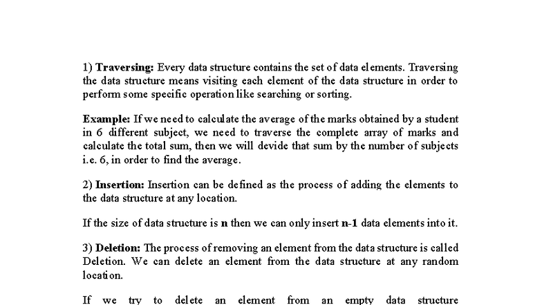Data Structures & Algorithms: Traversal, Insertion, Deletion, Analysis ...
