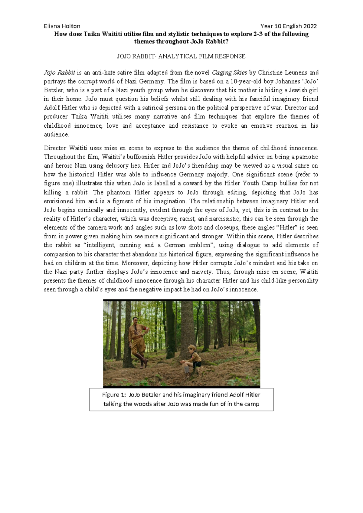 JOJO Rabbit Analysis Essay Final 1: Themes & Techniques in Film - Studocu