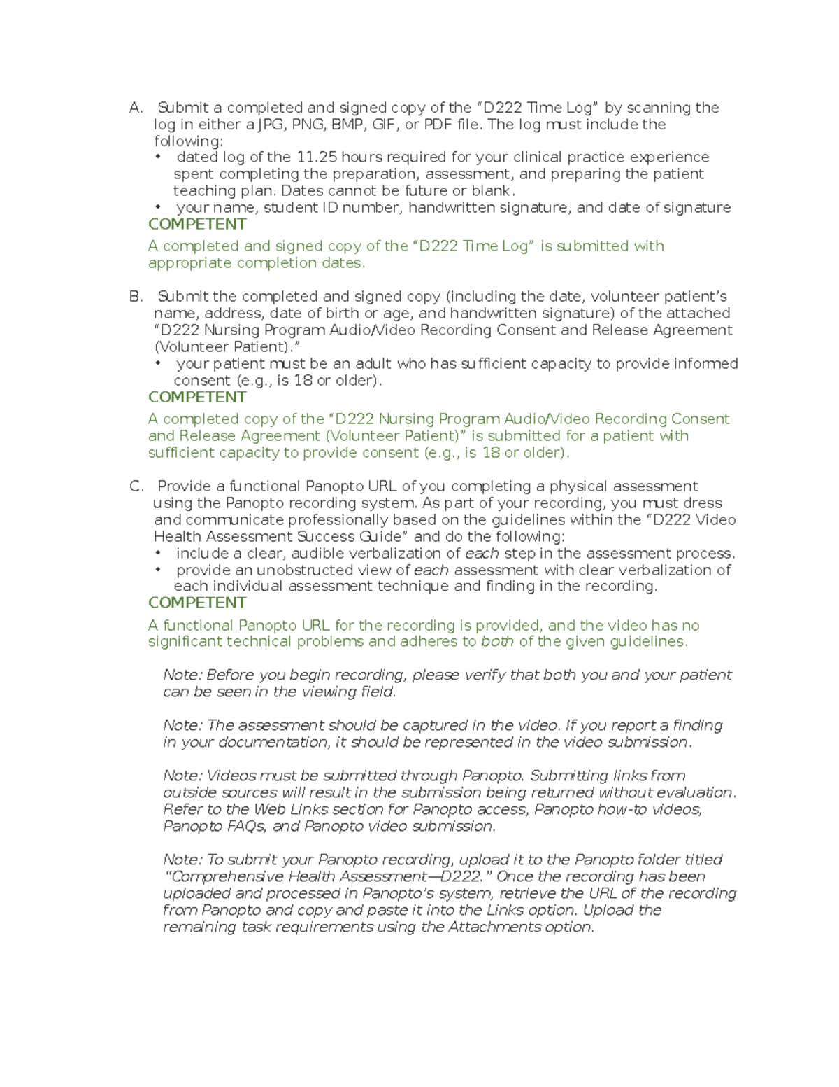 UPM1 Task 1 - Comprehensive Health Assessment Guidelines & Requirements ...
