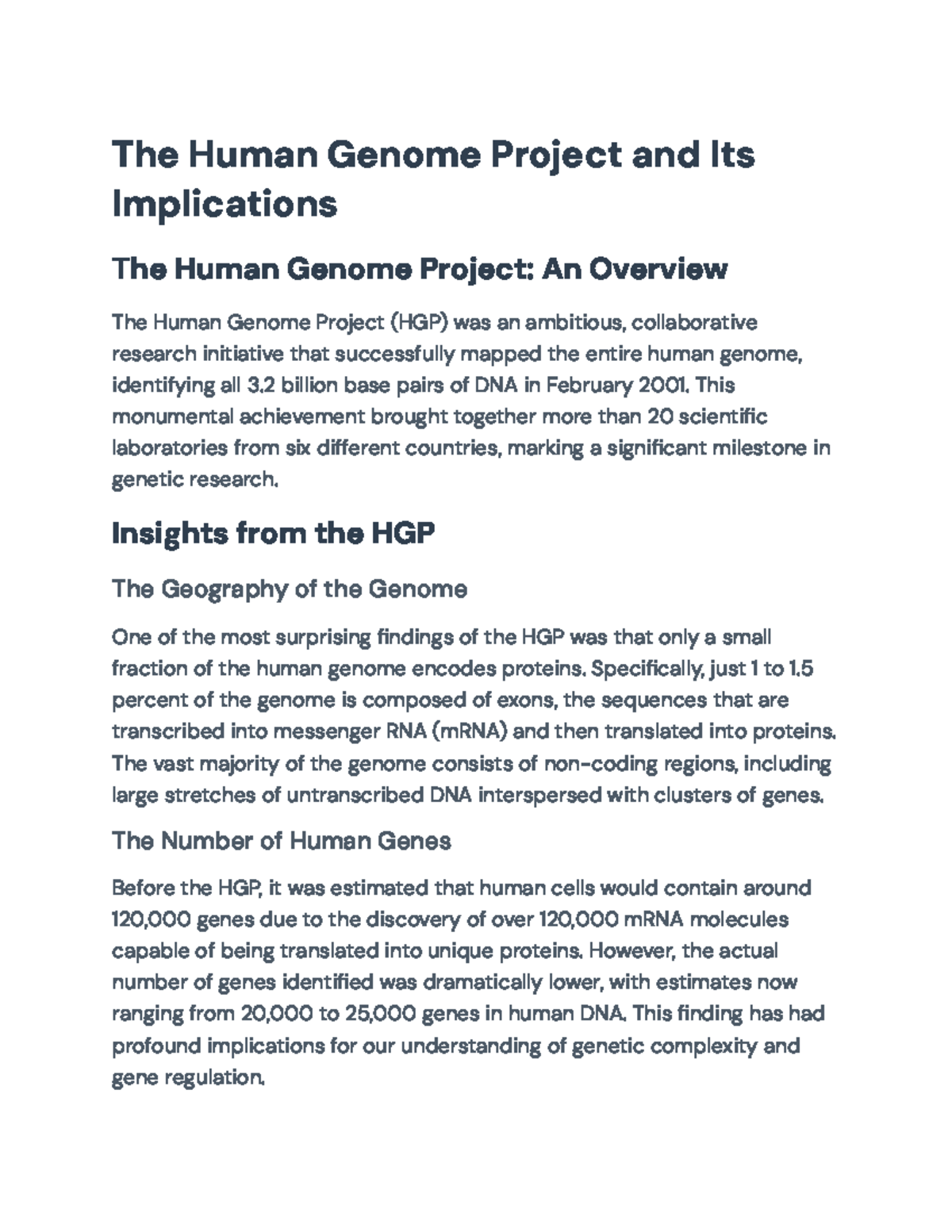 The Human Genome Project: Overview & Applications in Genetic ...