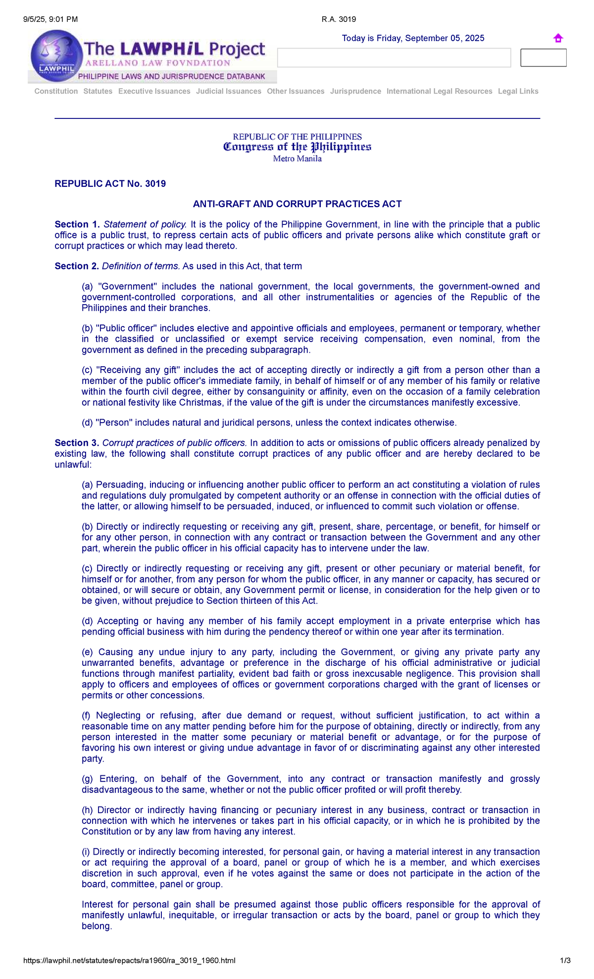 R.A. 3019: Understanding the Anti-Graft and Corrupt Practices Act - Studocu
