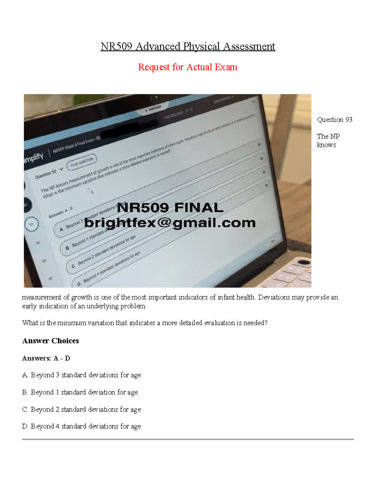 NR509 Advanced Physical Assessment Exam Questions & Answers - Studocu