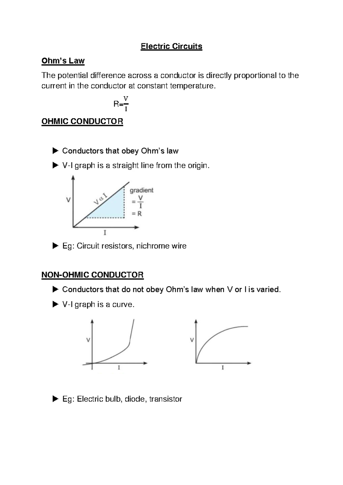 Electric Circuits Notes: Understanding Ohm's Law and Resistance - Studocu