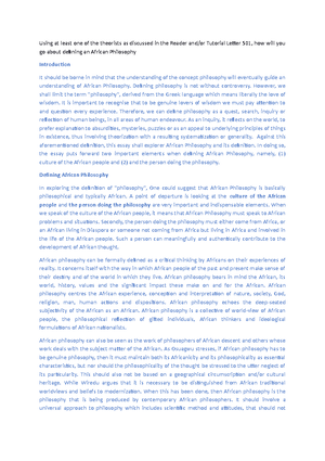 Unit 4 - Essay - Kwame Gyekye Main Arguments - Gyekye’s ...