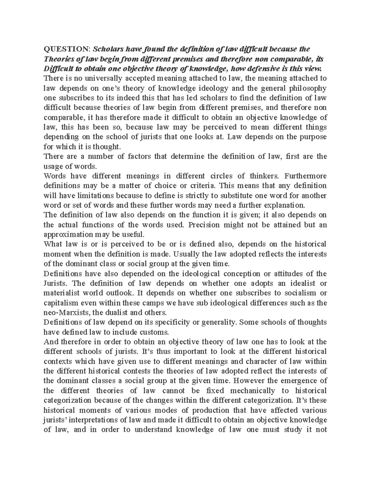 Theories of Law: Analyzing the Definition and Perspectives in ...