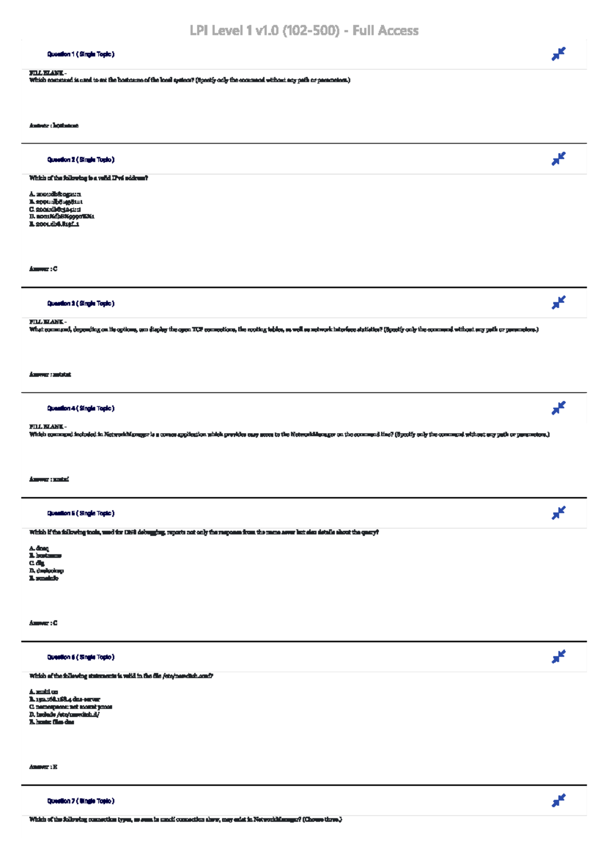 LPI Level 1 v1.0 Full Access Questions and Answers (102-500) - Studocu