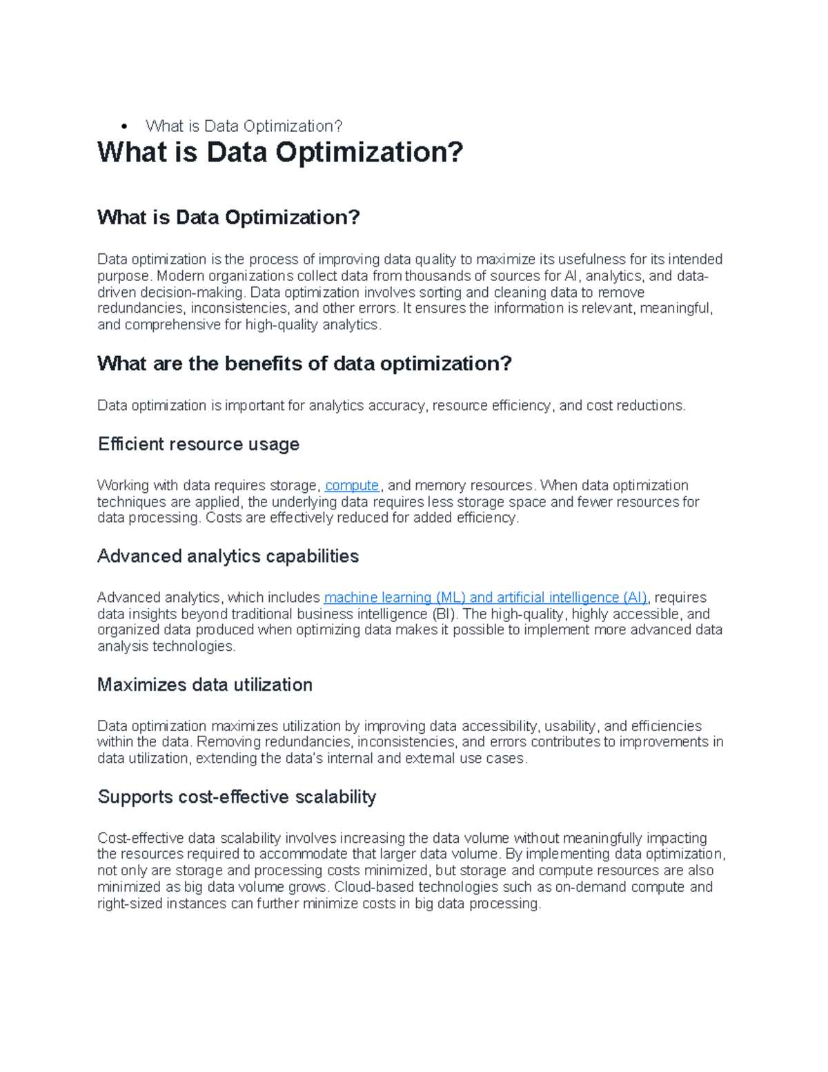 Data Optimization Techniques for Data Science (DSC 101) - Studocu