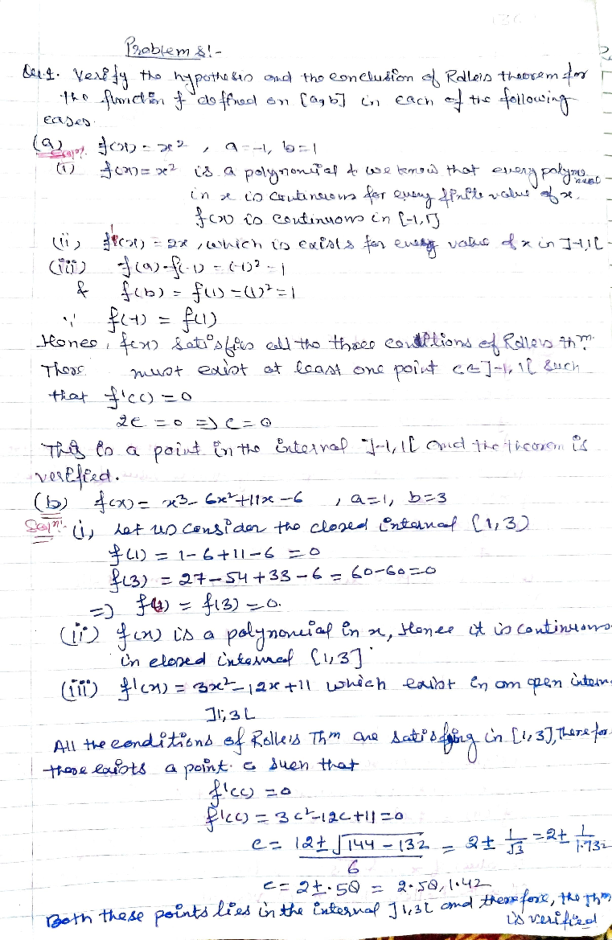 7. Key Concepts and Problems on Mean Value Theorems (Math 101) - Studocu