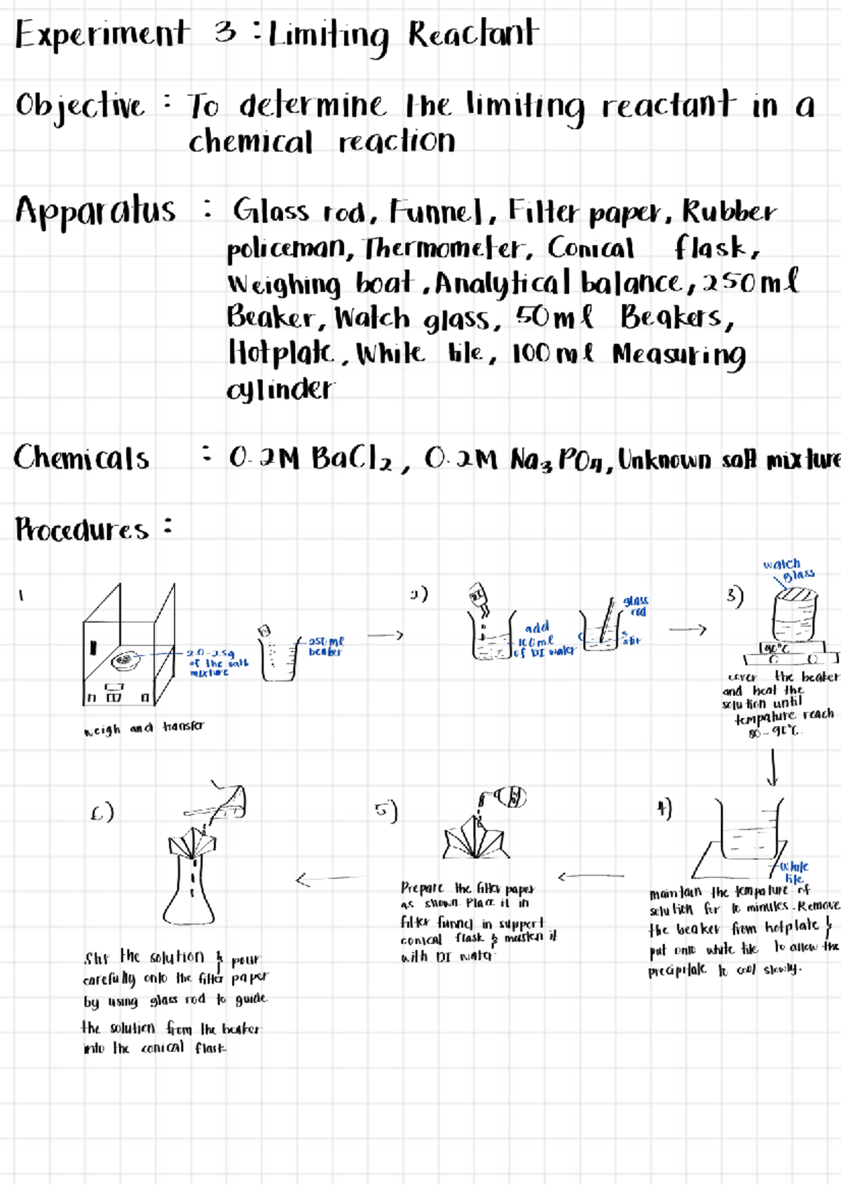 Experiment 3: Limiting Reactant Analysis in Chemistry 3 - Studocu