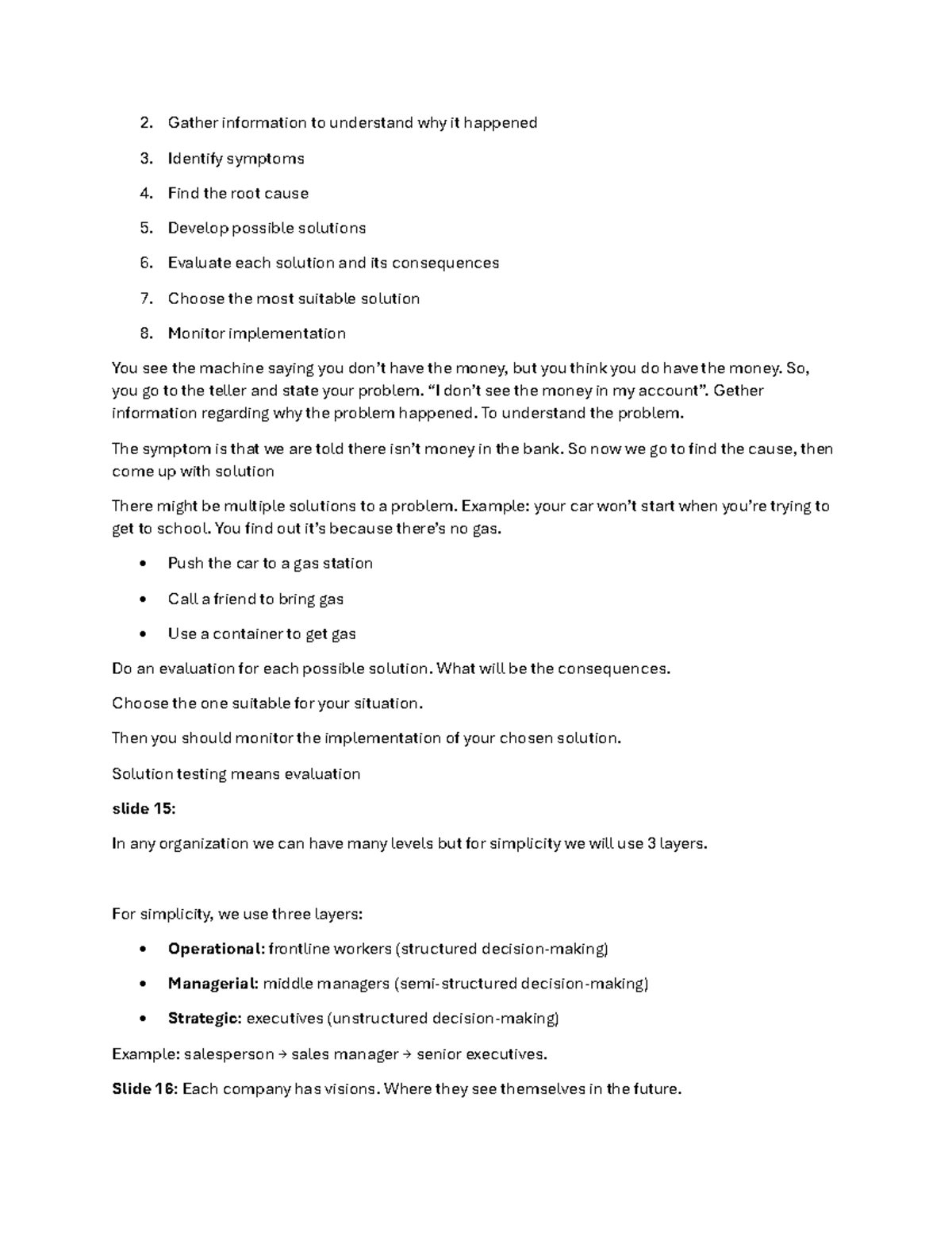 ITM Notes 2: Problem Solving & Solution Evaluation Process - Studocu