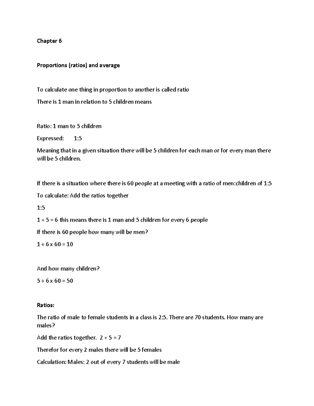 Chapter 6: Ratios and Averages in Mathematics (MATH 101) - Chapter 6 ...